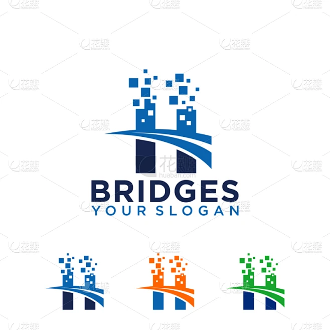 pixel bridge logo design template素材-花瓣网