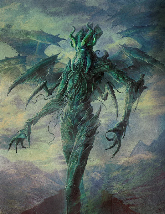 美国插画家 Jason Engle 根据 #克苏鲁神话# 中的元素绘制的“古神”形象。 -花瓣网