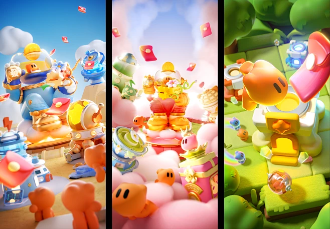 graphic poster Layout 3D c4d design kv-花瓣网