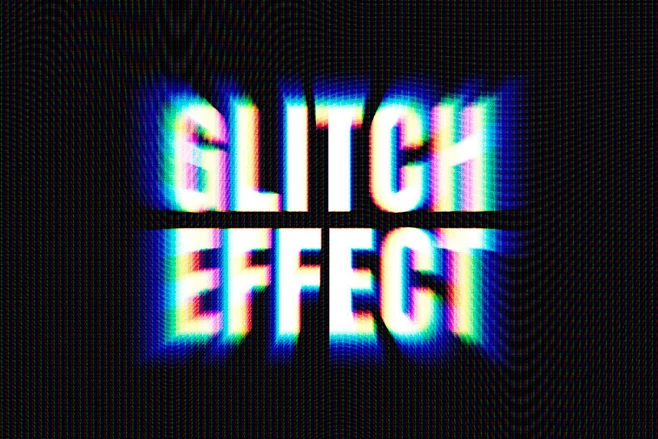 Glitchy CRT Screen Text Logo Effect CRT屏幕文本字母logo标识故障像素化效果ps特效预设模板 - 格外视觉(uigui.cn)-国外高品质设计素材共享网-花瓣网