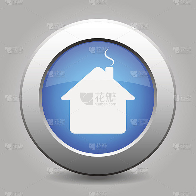 蓝色金属按钮带home