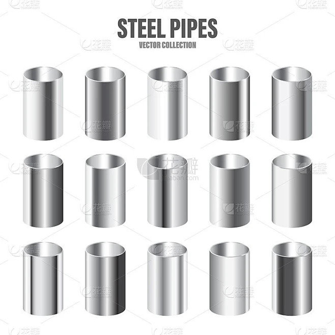 Steel pipes collection. Construction material. Pol素材-花瓣网
