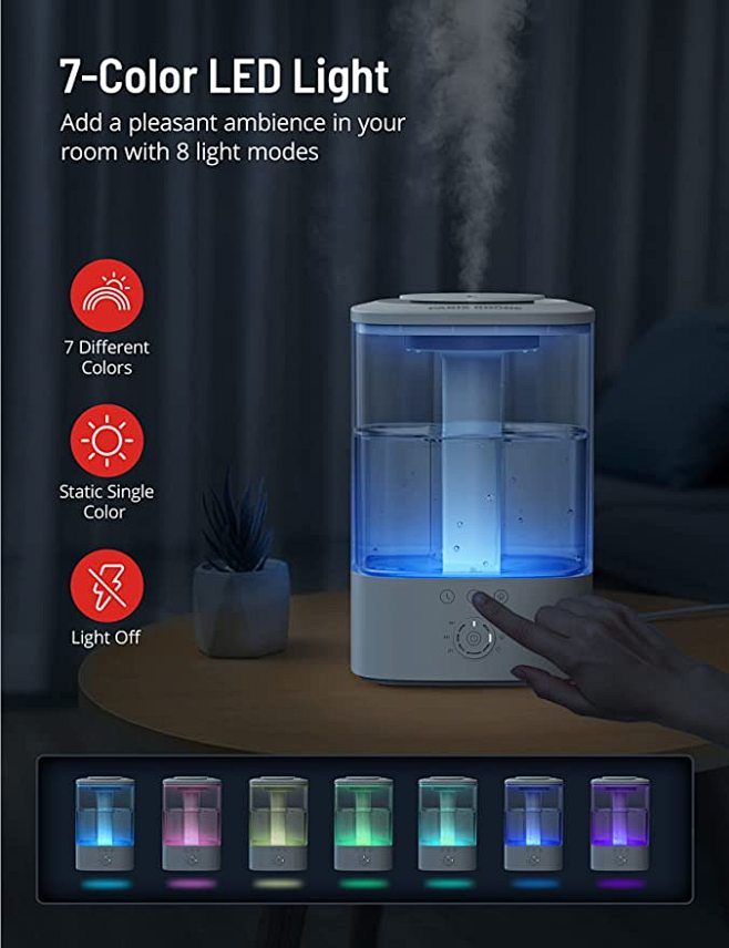 Amazon.com: Humidifiers for Bedroom, PARIS RHÔNE Air Cool Mist ...