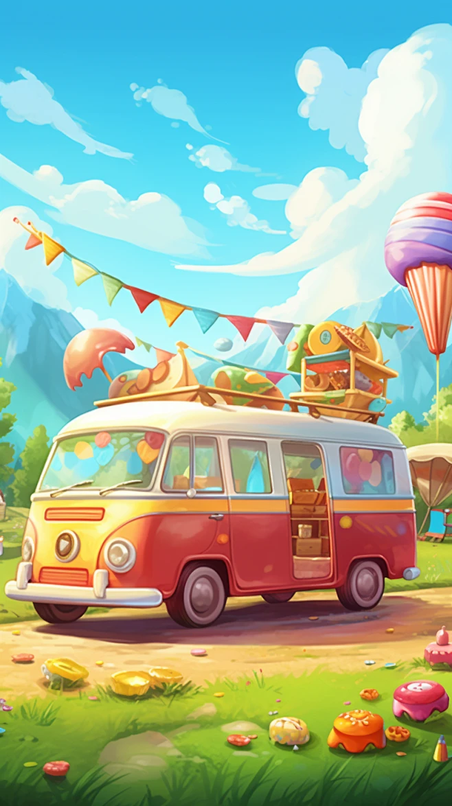 gadal_cartoon_images_of_a_fun_picnic_and_vehicles_in_the_style_94654d3c ...
