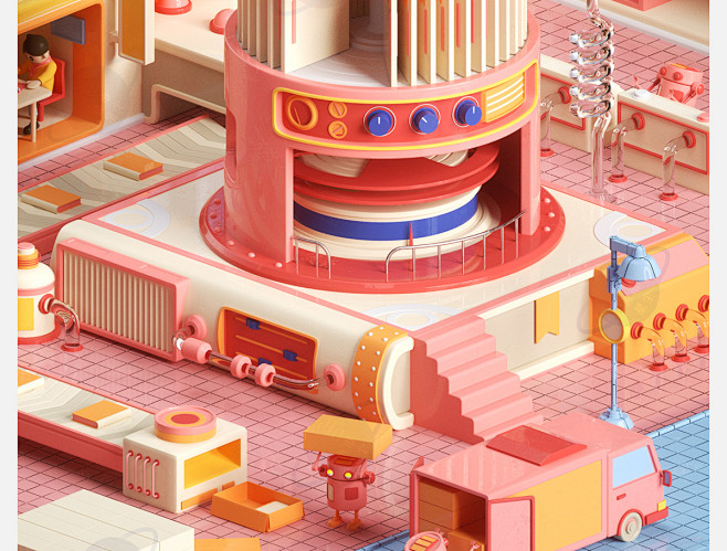 C4D OC卡通电商活动场景三维模型渲染工程源文件含灯光材质贴图-淘宝网