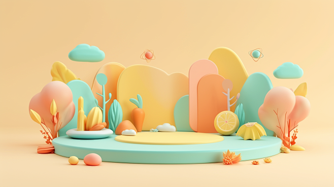 ls7623_3d_render_of_cute_cartoon_podium_stage_with_pastel_color ...