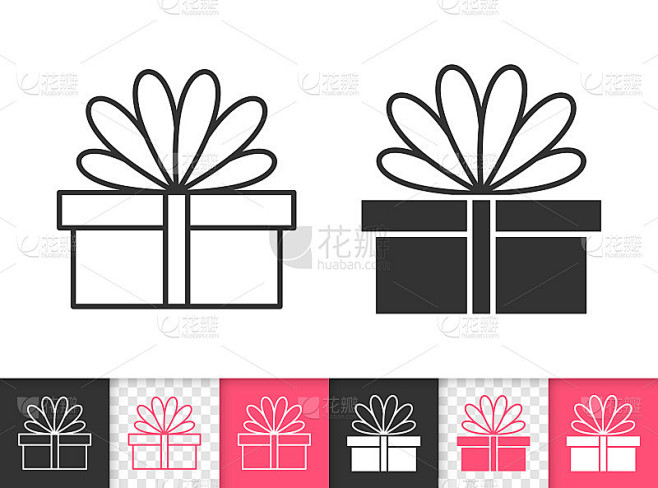 Gift simple black line vector icon
