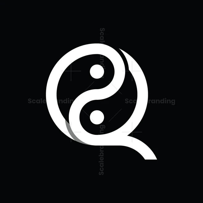 Letter Q Yin Yang Logo-花瓣网