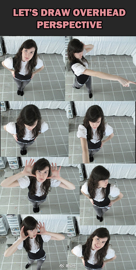 一系列人体透视与俯视、仰视等多个角度的绘画参考