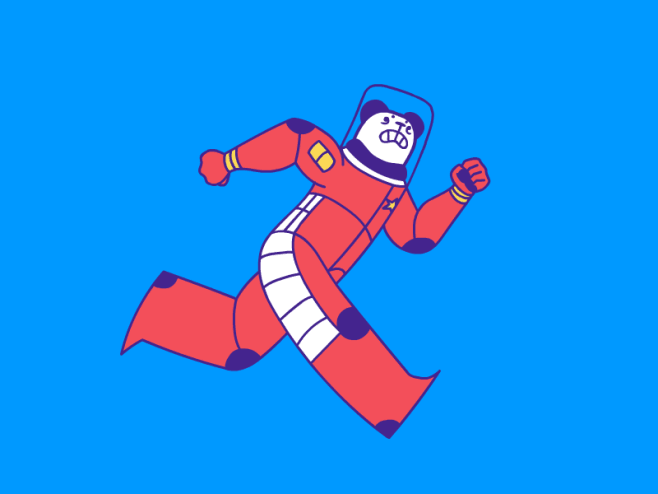 RocketPanda space panda bear loop gif cellanimation animation 2d ...