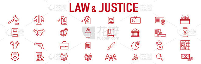 律师和司法图标设置向量