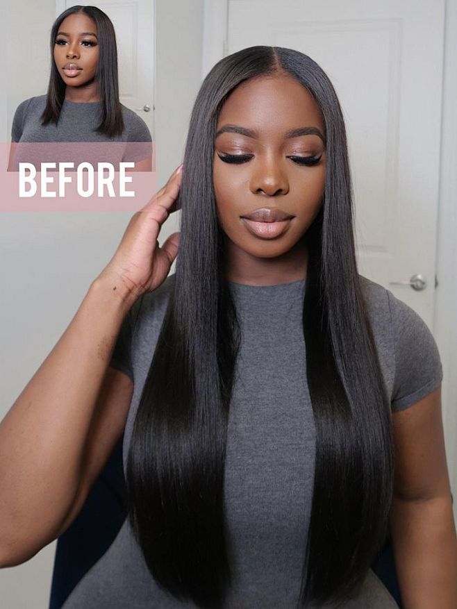 Light Yaki Silk Press Clip-In Extension Sets _ One Bundle Set For Full Head