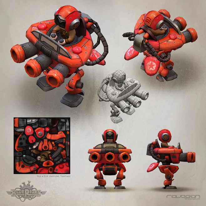 Blue Rider's enemy 09, Ravegan Games : 3D LowPoly Model + Texture for ...