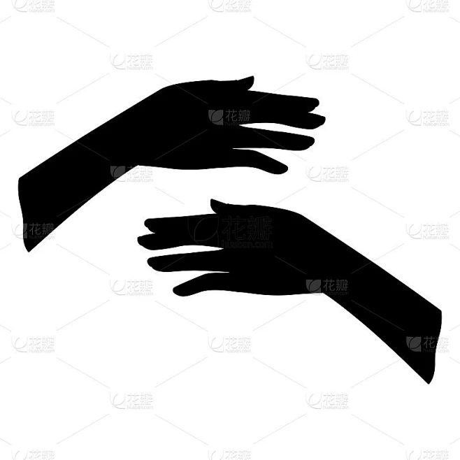 Gestures. Graceful hand of a woman. Graphic silhou素材-花瓣网