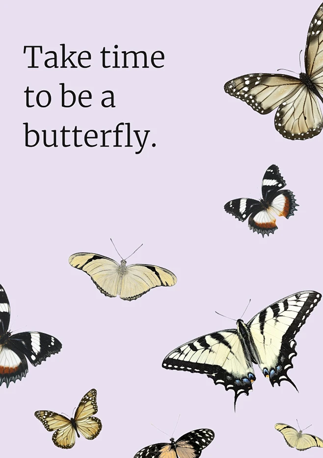 Minimal Butterflies Motivational Inspirational Quotes Poster素材-花瓣网