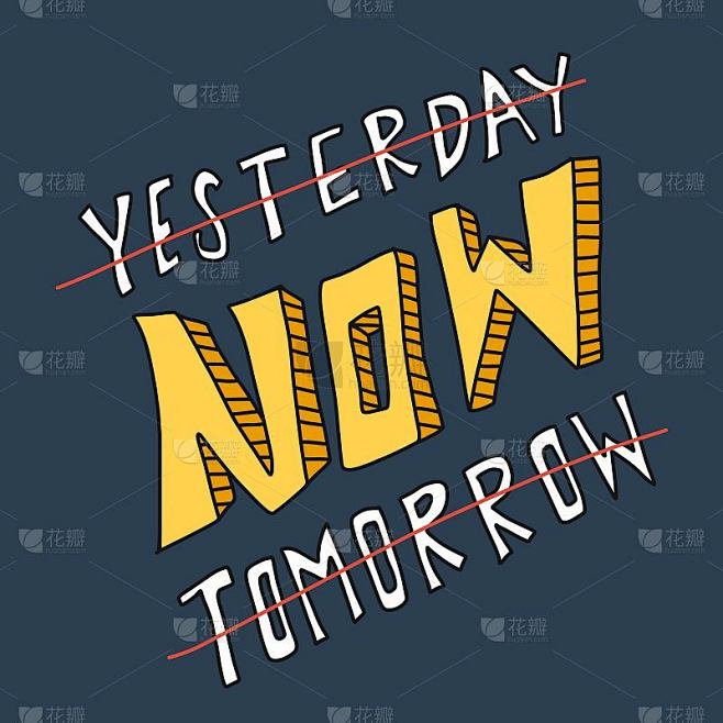 Yesterday Now Tomorrow word vector illustration