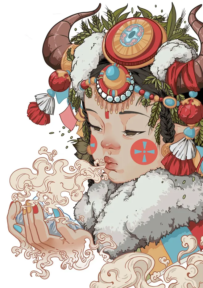 西藏_子安Lin__插画师作品_涂鸦王国gracg.com-花瓣网