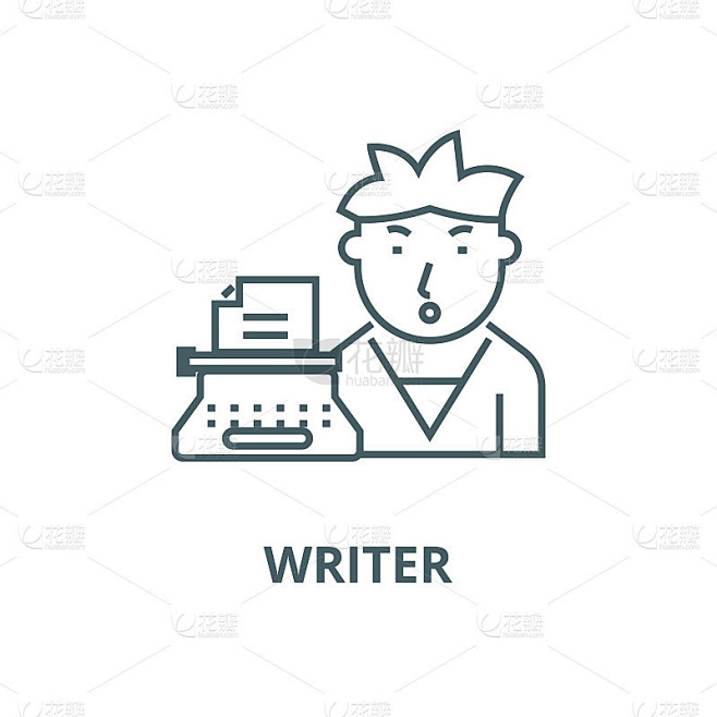 写作者矢量线图标、线形概念、轮廓符号、符号
