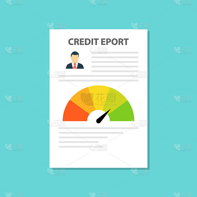 信用报告文件图标扁平化风格