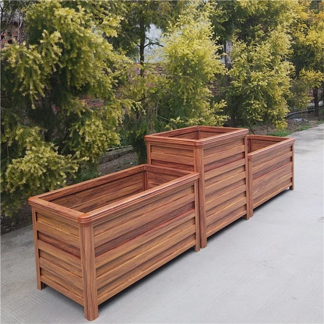 洪宇 防腐木花箱 道路隔离花架 园林景观简约可移动-花瓣网