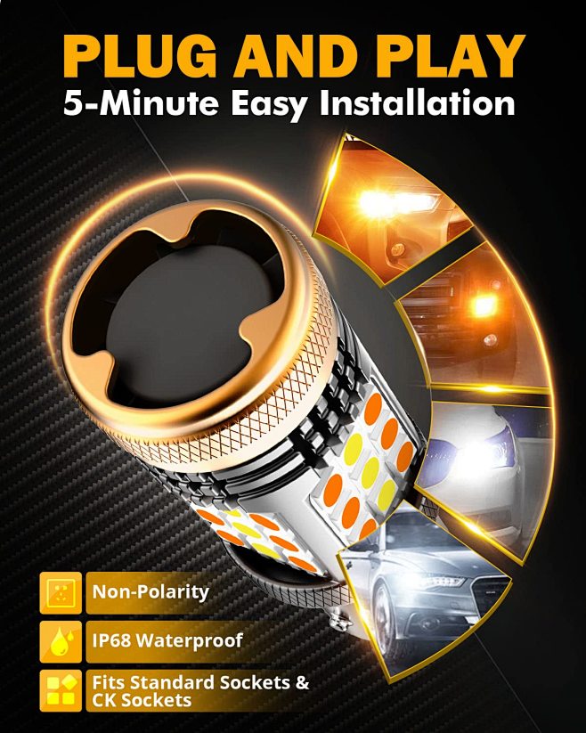 Amazon.com: Auxbeam 2023 B21 Series 1157 Switchback LED Bulbs Built in ...