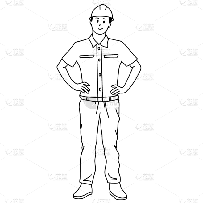 手绘-简笔画职业人物贴纸-工人