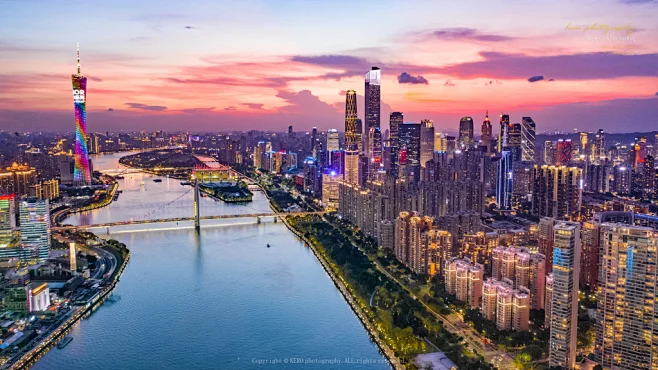 广州江景 火烧云摄影照片-花瓣网