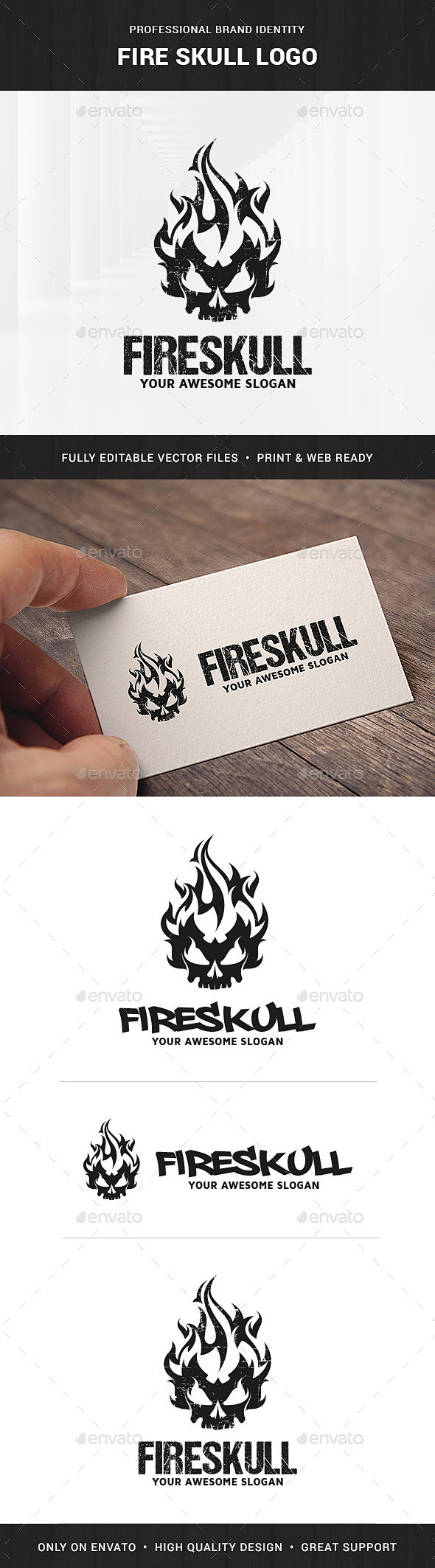 火骷髅标志模板——人类标志模板Fire Skull Logo Template - Humans Logo Templates艺术家,乐队 ...