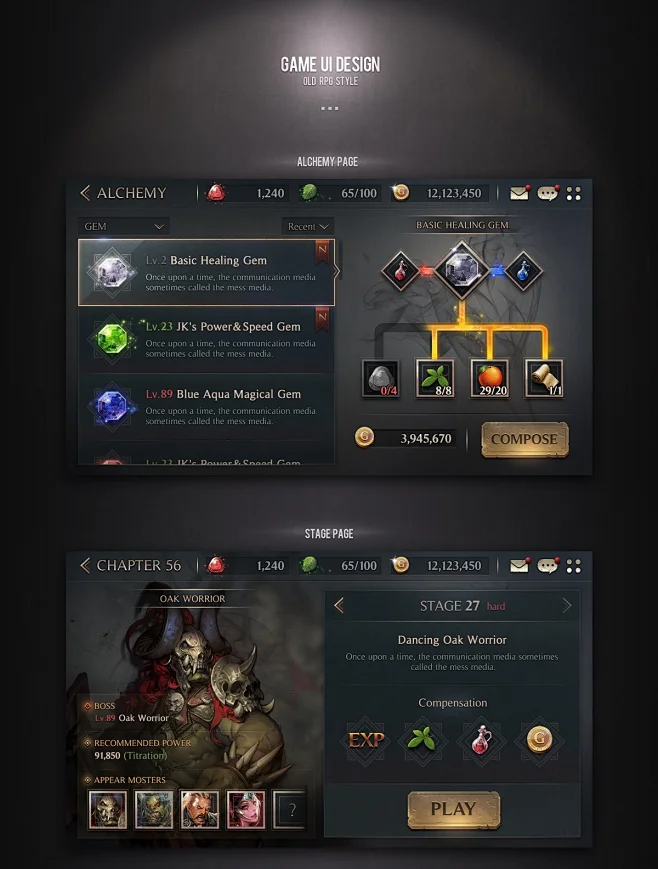 Game UI Design _ Old RPG-花瓣网