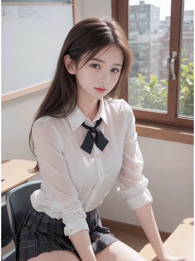 今天是温柔jk学姐 永不过时的jk搭配，即便是ai时代也依旧能打 #今天是温柔学姐#jk#教室拍照#少女写真#Ai绘画-花瓣网