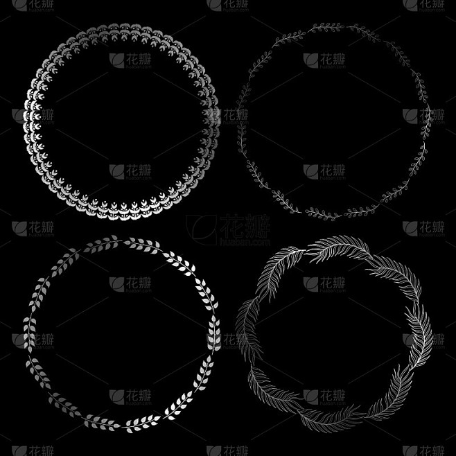 Golden cute round frame. Vector wreath with herbs