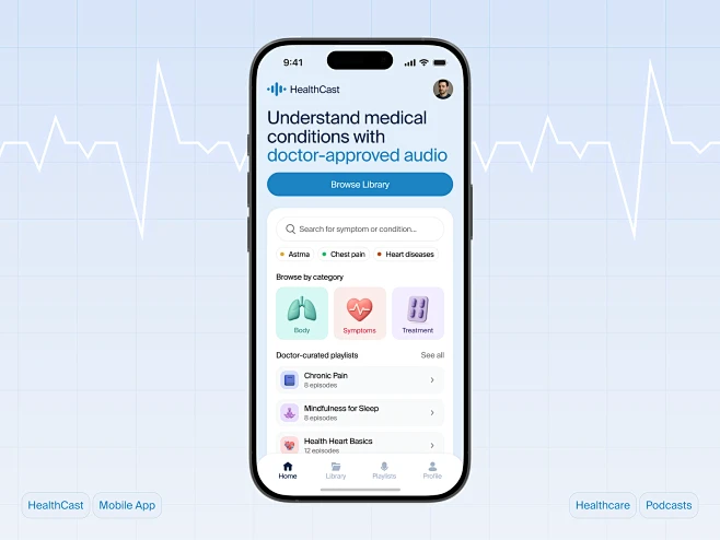 HealthCast – Healthcare App for Podcast-花瓣网