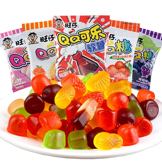 旺仔QQ糖10包橡皮软糖可乐草莓荔枝味果汁糖散装儿童qq糖旺旺零食-花瓣网