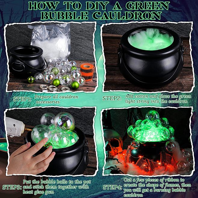 Amazon.com: Liliful Halloween Cauldrons Decorations Black Plastic ...