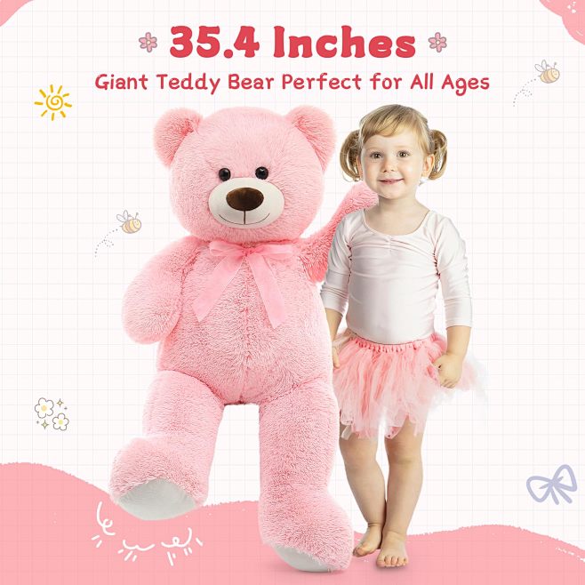 Amazon.com: MorisMos Giant Teddy Bear Stuffed Animal-35.4'' Large Teddy Bear, Soft Big Teddy ...