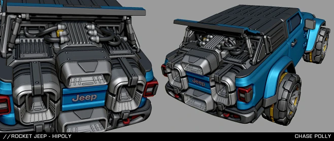 Rocket League // Rocket Jeep - high poly-花瓣网