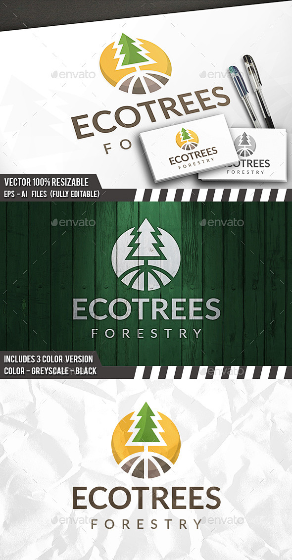 树的太阳标志——自然标志模板Tree Sun Logo - Nature Logo Templates机构,聪明,沟通,创造性的星球,创造力 ...