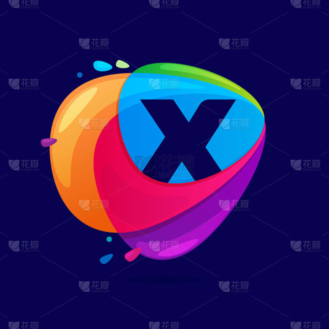在三角交叉图标字母 X 标志.