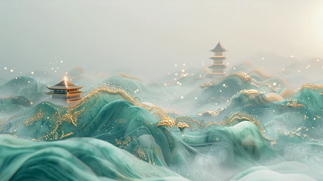 AI绘画、绿色、丝带、健康、青春、环保、抽象山水、生态、气候、中国风、气候变化、生态文明、美丽中国-花瓣网