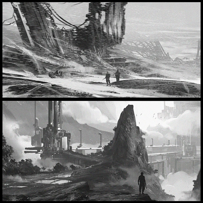 场景构图黑白构成画面构成黑白稿来自cgbook.cn (150)-花瓣网