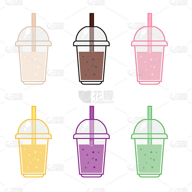 vector Set flet Smoothie or milkshake