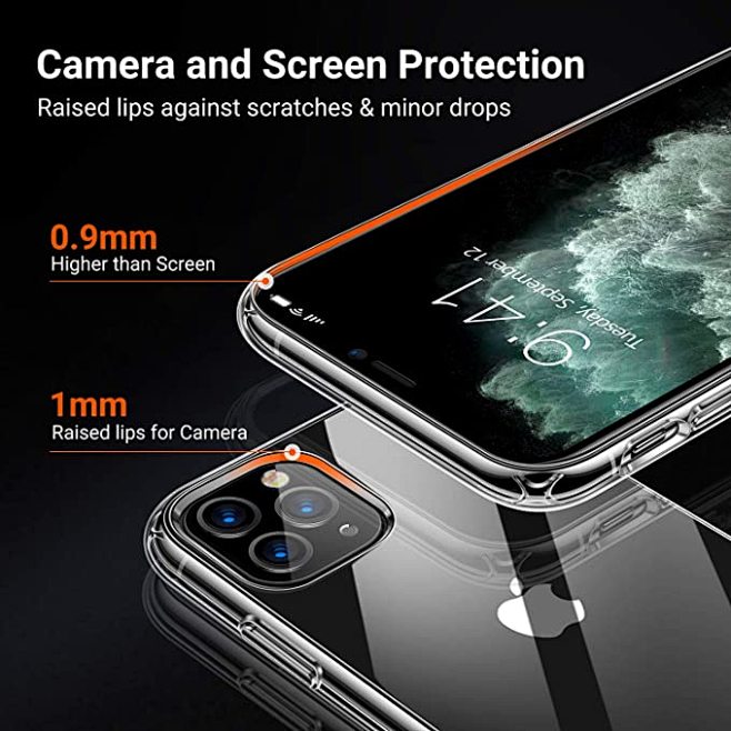 Amazon.com: TORRAS 钻石透明 iPhone 11 Pro Max 手机壳，[防黄][全面保护] 纤薄贴合防震硬塑料背壳和柔软 TPU 缓冲混合保护壳，专为 iPhone 11 ...