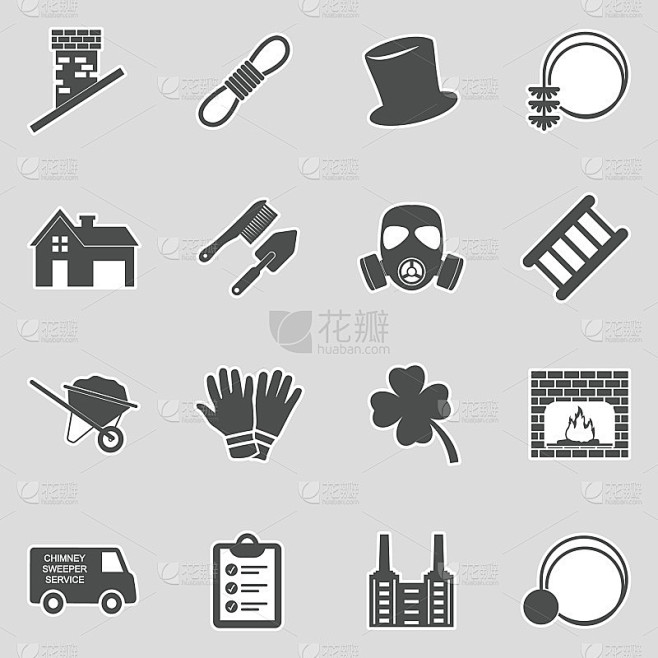 Chimney Sweeper Icons. Sticker Design. Vector Illu