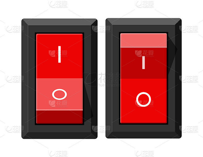 Classic red electric switch. Square power selector