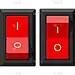 Classic red electric switch. Square power selector素材-花瓣网