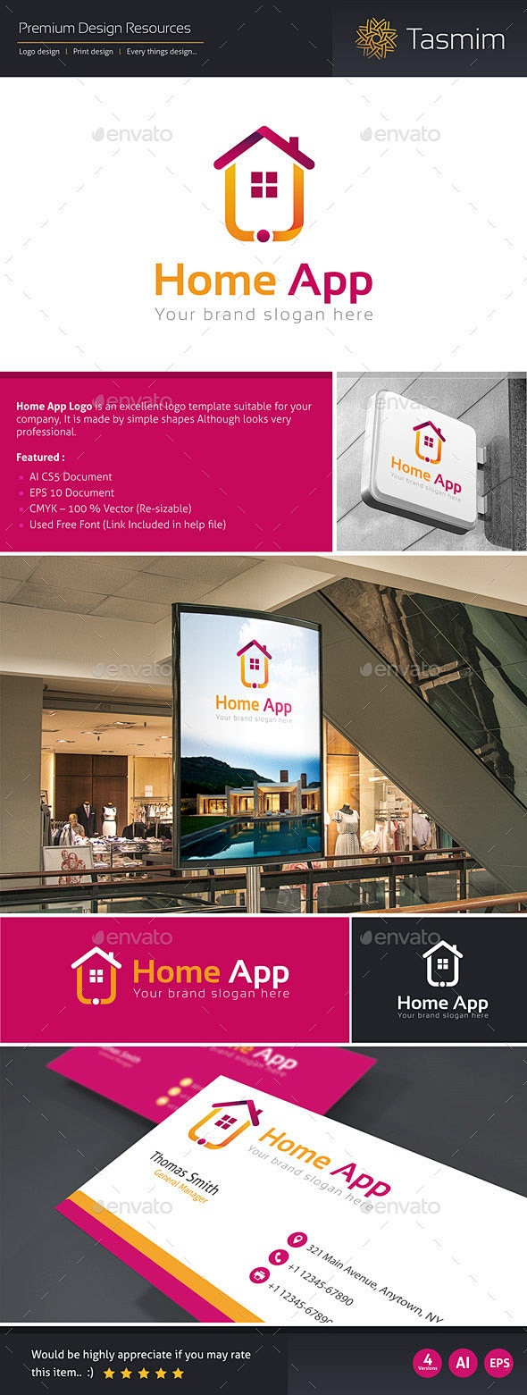 国内应用标志模板——建筑标志模板Home App Logo Template - Buildings Logo Templates管理、应用 ...