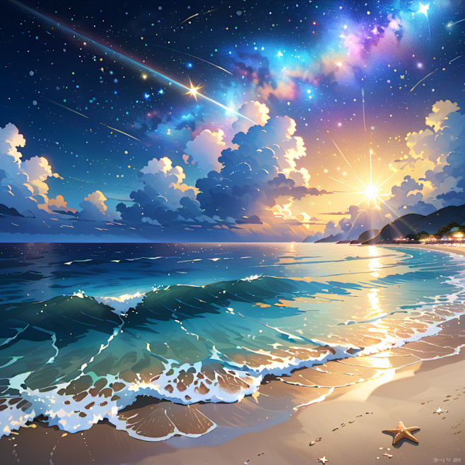 00882-3342913752-The sea shines brightly,and there are sparkling stars ...