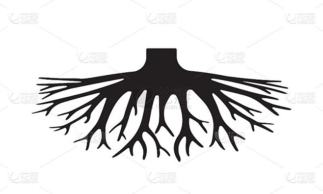 根图标或标志。树的根。矢量插图。