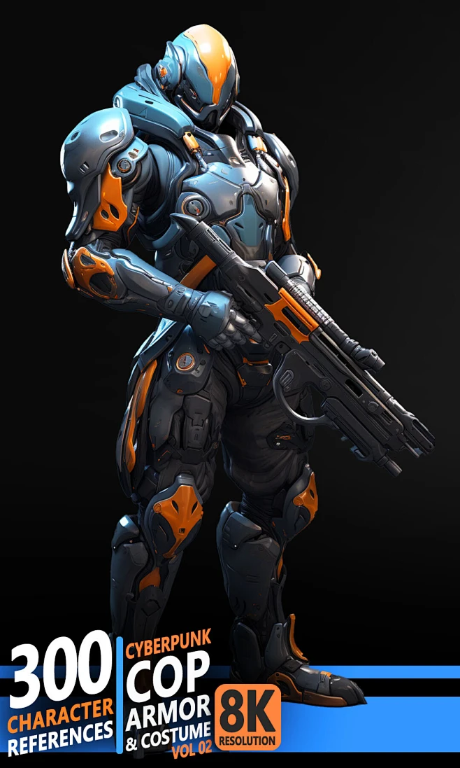 300 Cyberpunk Cop Armor & Costume - VOL 02 - Character References | 8K ...