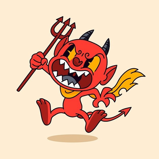 手绘恶魔卡通插画矢量图设计素材